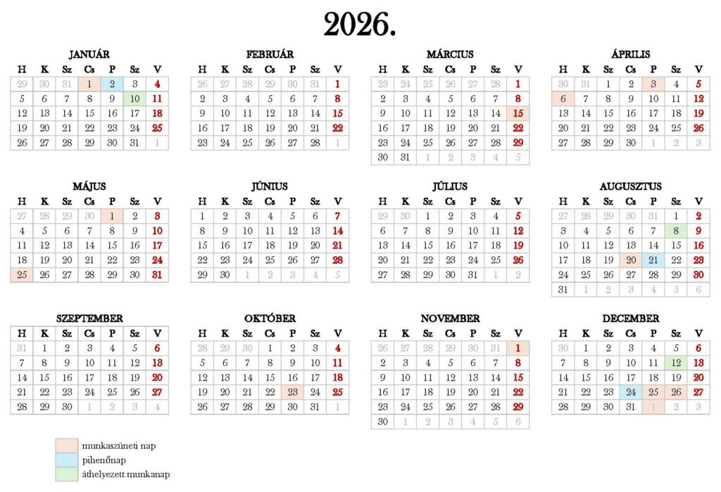 2026. évben a munkaszüneti napok körüli munkarend - Magyar Máltai ...