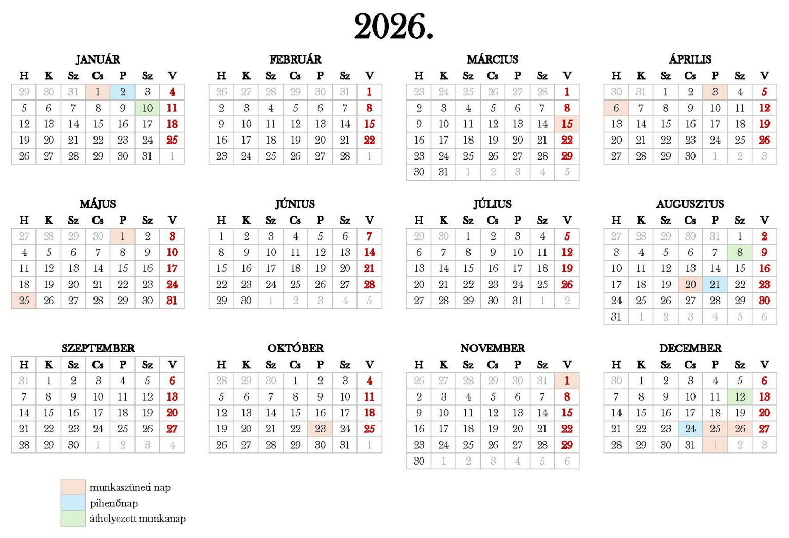 2026. évben a munkaszüneti napok körüli munkarend - Magyar Máltai ...